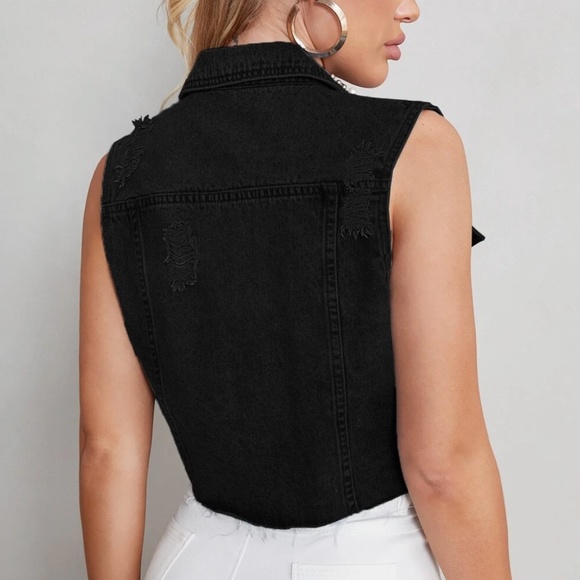 BellanBlue | Jackets & Coats | Distressed Button Jean Cropped Denim ...